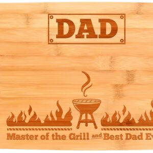 Father Gift For Dad Master of the Grill Dad Birthday Gifts For Dad Big Rectangle Bamboo Cutting Board