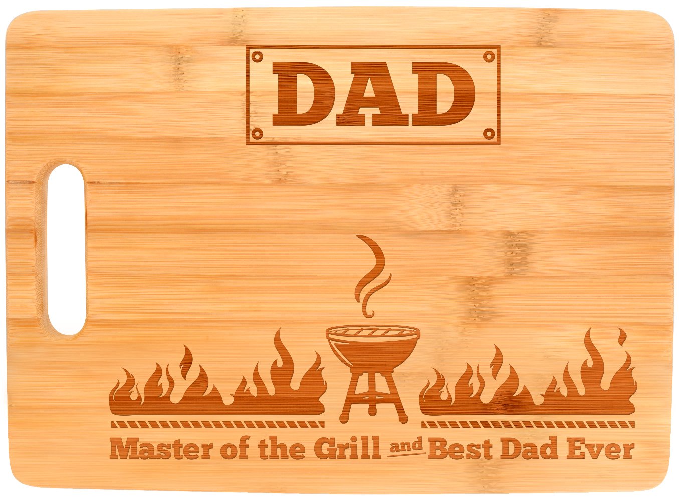 Father Gift For Dad Master of the Grill Dad Birthday Gifts For Dad Big Rectangle Bamboo Cutting Board