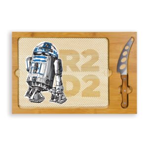 picnic time star wars r2-d2 icon glass top cutting board & knife set, cheese boards charcuterie boards, serving platter, (parawood & bamboo)