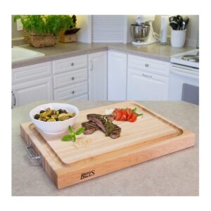 John Boos Block RAFR2418 Reversible Maple Edge Grain Cutting Board with Butcher Block Oil and Cream Bundle (3 Items)