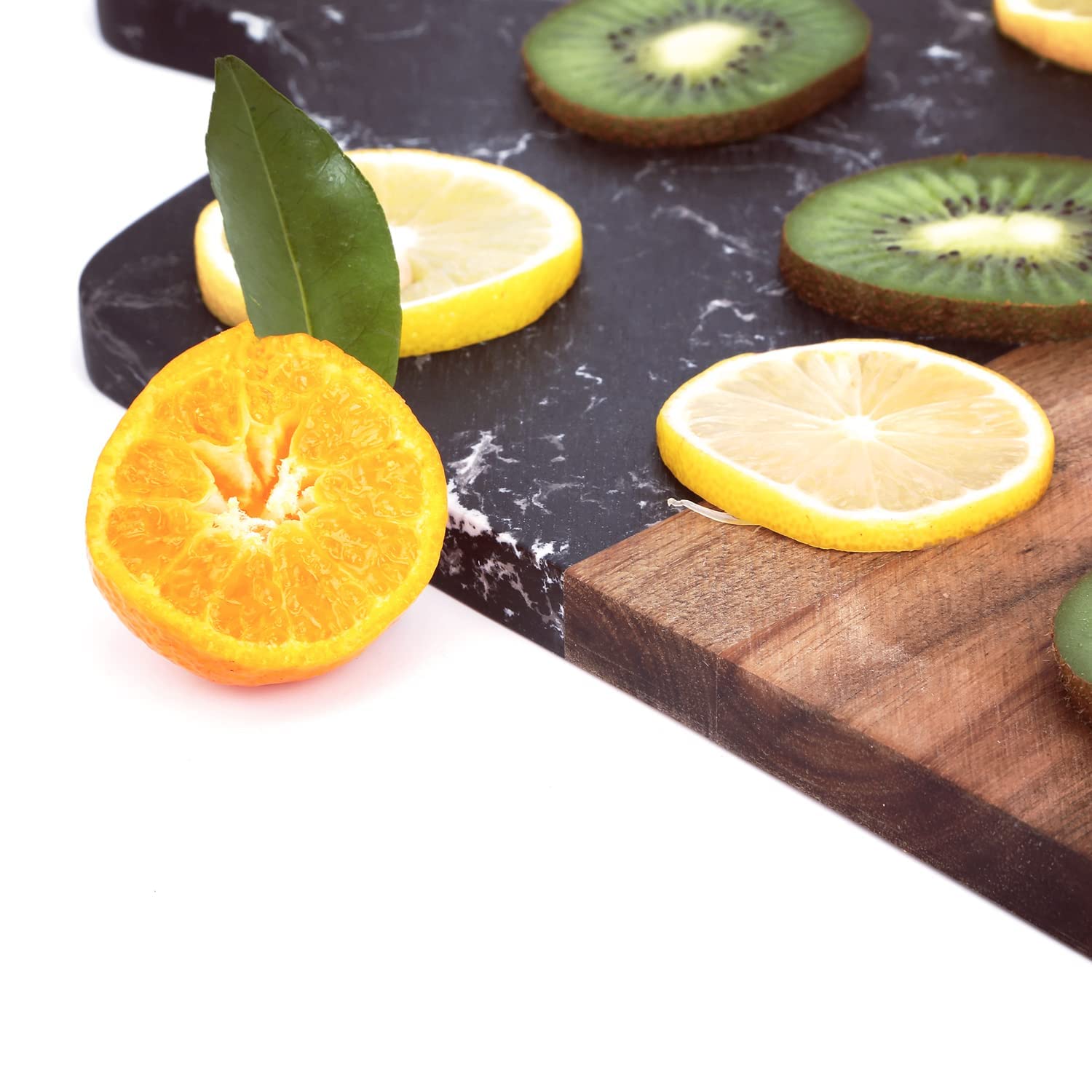 Uniharpa Cutting Board, Acacia Wood Cutting Board Solid Wood Marble Splicing Cutting Board Household Cutting Board for Meat Bread Fruits.