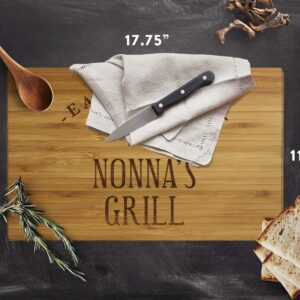 Andaz Press Large Bamboo Wood BBQ Cutting Board Gift, 17.75 x 11-inch, Nonna's Grill, 1-Pack, Laser Engraved Serving Chopping Board Christmas Birthday Chef Kitchen Ideas