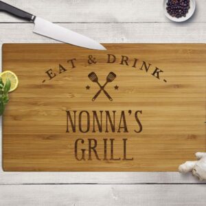 Andaz Press Large Bamboo Wood BBQ Cutting Board Gift, 17.75 x 11-inch, Nonna's Grill, 1-Pack, Laser Engraved Serving Chopping Board Christmas Birthday Chef Kitchen Ideas