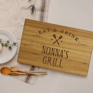 Andaz Press Large Bamboo Wood BBQ Cutting Board Gift, 17.75 x 11-inch, Nonna's Grill, 1-Pack, Laser Engraved Serving Chopping Board Christmas Birthday Chef Kitchen Ideas