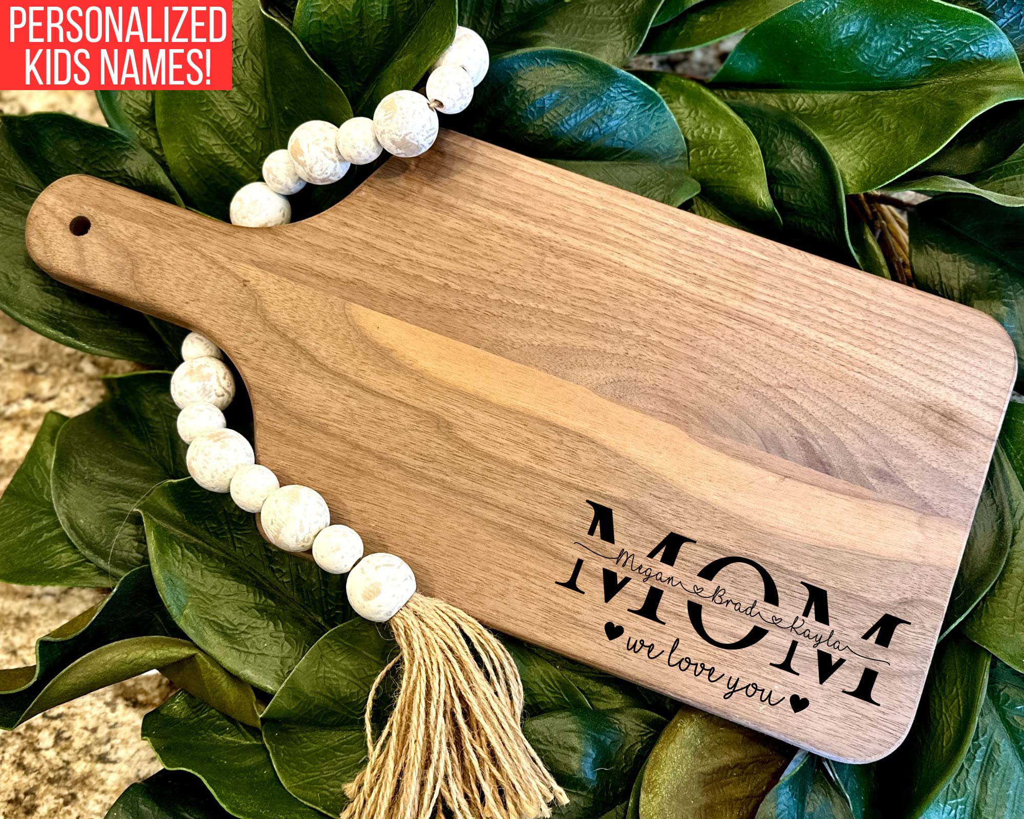 Mother's Day Gift Personalized Cutting Board Custom Engraved Charcuterie Board, Gift for Mom with Kids Names, Mom Birthday Gift, Christmas