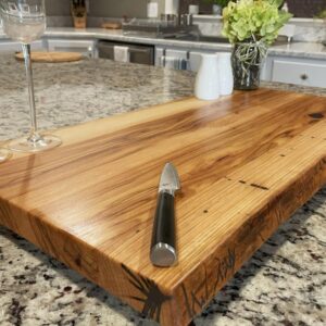 Hickory X Large, Gorgeous, Full-of-Character, Uncommon, Forest-to-Table Solid Double Live Edge Wood Charcuterie/Appetizer/Dessert/Grazing Board. 100% USA Handcrafted. 27 x 14.5 x 1.25"