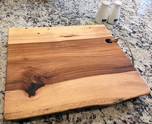 Hickory X Large, Gorgeous, Full-of-Character, Uncommon, Forest-to-Table Solid Double Live Edge Wood Charcuterie/Appetizer/Dessert/Grazing Board. 100% USA Handcrafted. 27 x 14.5 x 1.25"