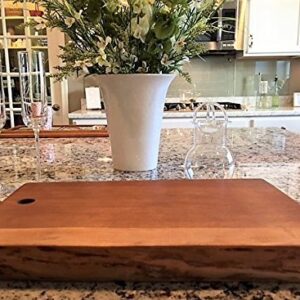 Hickory X Large, Gorgeous, Full-of-Character, Uncommon, Forest-to-Table Solid Double Live Edge Wood Charcuterie/Appetizer/Dessert/Grazing Board. 100% USA Handcrafted. 27 x 14.5 x 1.25"