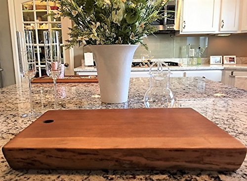 Hickory X Large, Gorgeous, Full-of-Character, Uncommon, Forest-to-Table Solid Double Live Edge Wood Charcuterie/Appetizer/Dessert/Grazing Board. 100% USA Handcrafted. 27 x 14.5 x 1.25"