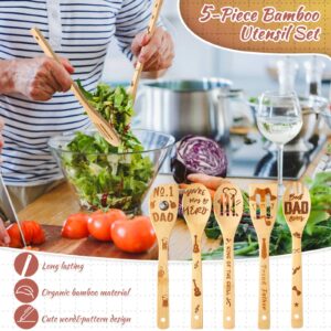 Nuenen 7 Pcs Father's Day Gifts Grandpa Gifts Papa Gifts, Dad Gift from Daughter Cutting Board Apron Bamboo Spoons Utensils(Dad)