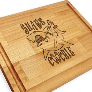 shark coochie board funny maple charcuterie board - multiple designs and personalization options