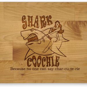 Shark Coochie Board Funny Maple Charcuterie Board - Multiple Designs and Personalization options