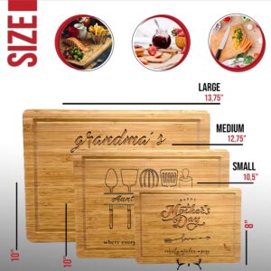 Personalized Cutting Board for Mom or Grandma, Custom Engraved Name and Text, Customized Mom and Grandma Gift from Daughter or Son, Kitchen Sign with Stand, 12 Designs and 3 Sizes