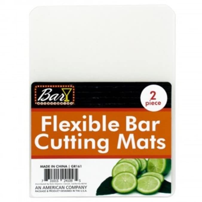 Handy Housewares 2 Piece 5.75" x 6.75" Flexible Transparent Plastic Bar Cutting Mat - Perfect for Slicing Limes and Cocktail Ingredients (1 Set (2 Boards))