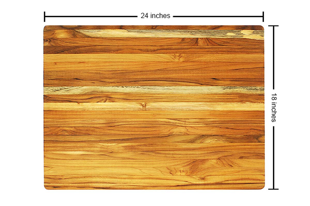 Terra Teak Extra Large Cutting Board 24 x 18 Inch - Thick Brazilian Teak Wood