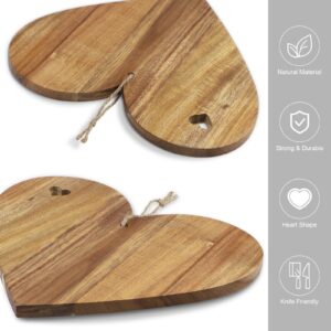 Shojoy Valentine's Day Heart Shaped Wood Cutting Board 13.7 x 11.8 Inch Wooden Serving Board Decorative Serving Platters Wood Heart Chopping and Serving Charcuterie Board for Meat Cheese