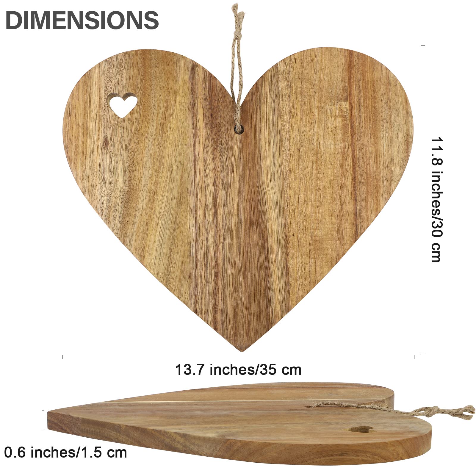 Shojoy Valentine's Day Heart Shaped Wood Cutting Board 13.7 x 11.8 Inch Wooden Serving Board Decorative Serving Platters Wood Heart Chopping and Serving Charcuterie Board for Meat Cheese