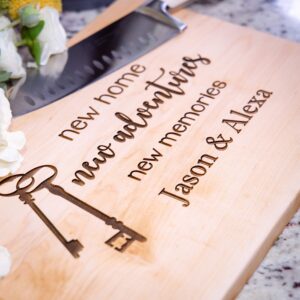 Engraved Personalized Cutting Board - New Home New Adventures New Memories - A Perfect Housewarming gift or Wedding Gift - Custom Home Gift Idea personalized housewarming gifts