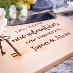 Engraved Personalized Cutting Board - New Home New Adventures New Memories - A Perfect Housewarming gift or Wedding Gift - Custom Home Gift Idea personalized housewarming gifts