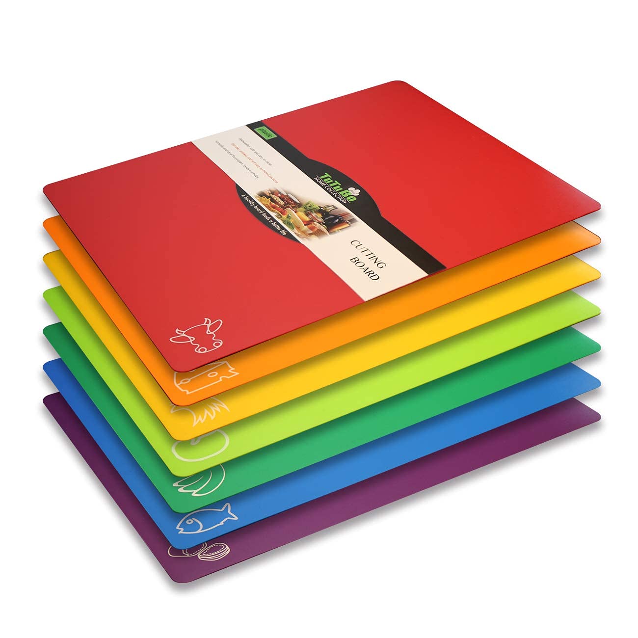 Fotouzy Flexible Plastic Cutting Board Combination Set of 11, 7 Rainbow Colors and 4 Neutral Gray