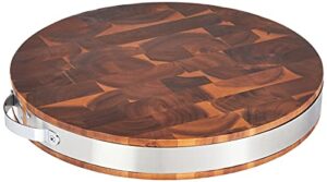 mountain woods ega2ss 15" x 2" extra thick acacia hardwood end grain round cutting board w/stainless steel band, 15 x 15 x 2