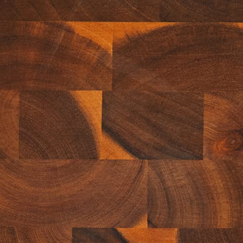 Mountain Woods EGA2SS 15" X 2" Extra Thick Acacia Hardwood End Grain Round Cutting Board w/Stainless Steel Band, 15 X 15 X 2