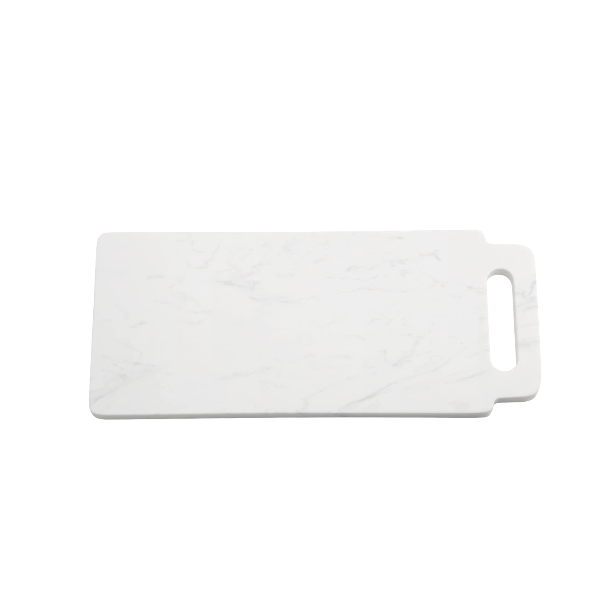 J QUATTUOR Home White Marble Cutting Board, Cheese Board, Serving Tray, Charcuterie Board, Rectangular Shape Fruit Platter with Handle for Cheeses, Meat, Fruits, Appetizers and Sushi