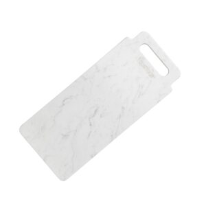 J QUATTUOR Home White Marble Cutting Board, Cheese Board, Serving Tray, Charcuterie Board, Rectangular Shape Fruit Platter with Handle for Cheeses, Meat, Fruits, Appetizers and Sushi