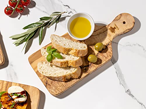 SOLTAKO Olive Small Cheese Boards, Set of 2 Small charcuterie Boards with Handle, Set of Mini charcuterie Boards, Cutting Boards for Kitchen, Butter Board Set, Handmade, 11.4"x4.9"