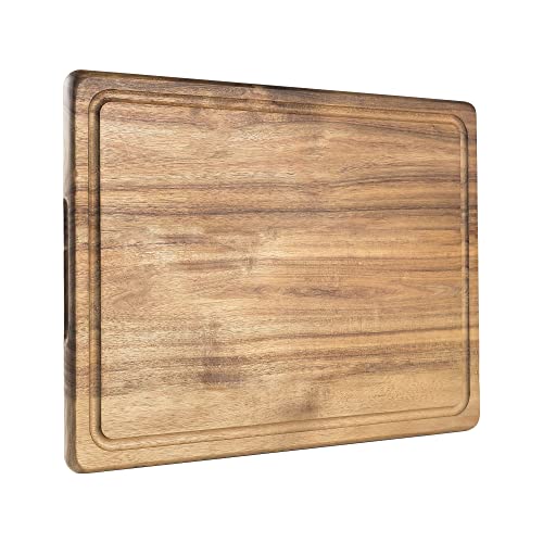 JF JAMES.F Acacia Wood Cutting Board 14 x 9.5 inch, 1 inch Thick Hardwood Cutting Board with Juice Groove Wooden Chopping Board for Kitchen