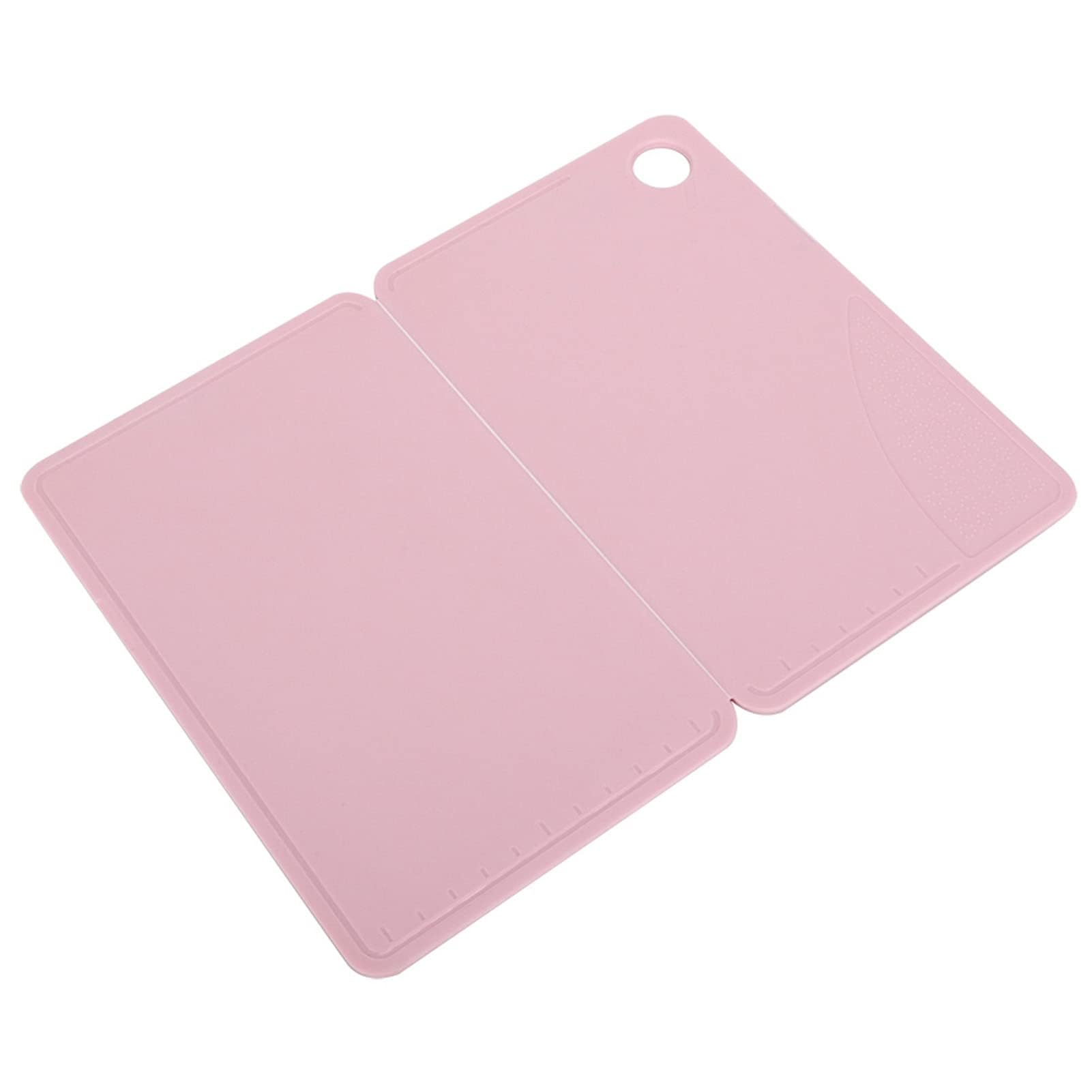 Small Cutting Board, Folding Cutting Board Cutting Boards for Kitchen Plastic Cutting Board Pink Fruit Cutting Board Mini Cutting Boards with Juice Grooves for Kitchen