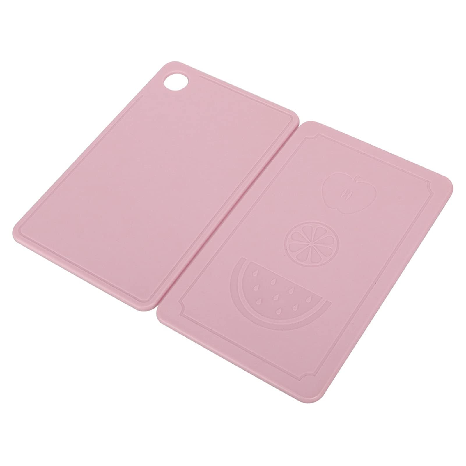 Small Cutting Board, Folding Cutting Board Cutting Boards for Kitchen Plastic Cutting Board Pink Fruit Cutting Board Mini Cutting Boards with Juice Grooves for Kitchen