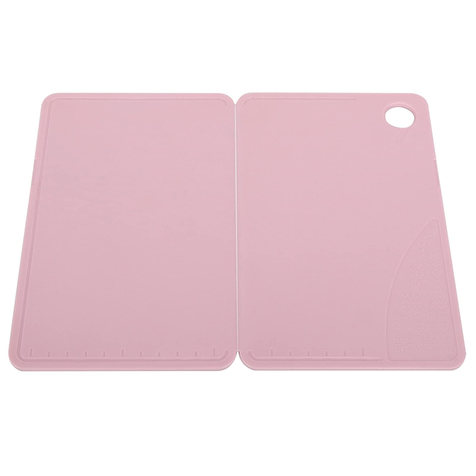 Small Cutting Board, Folding Cutting Board Cutting Boards for Kitchen Plastic Cutting Board Pink Fruit Cutting Board Mini Cutting Boards with Juice Grooves for Kitchen