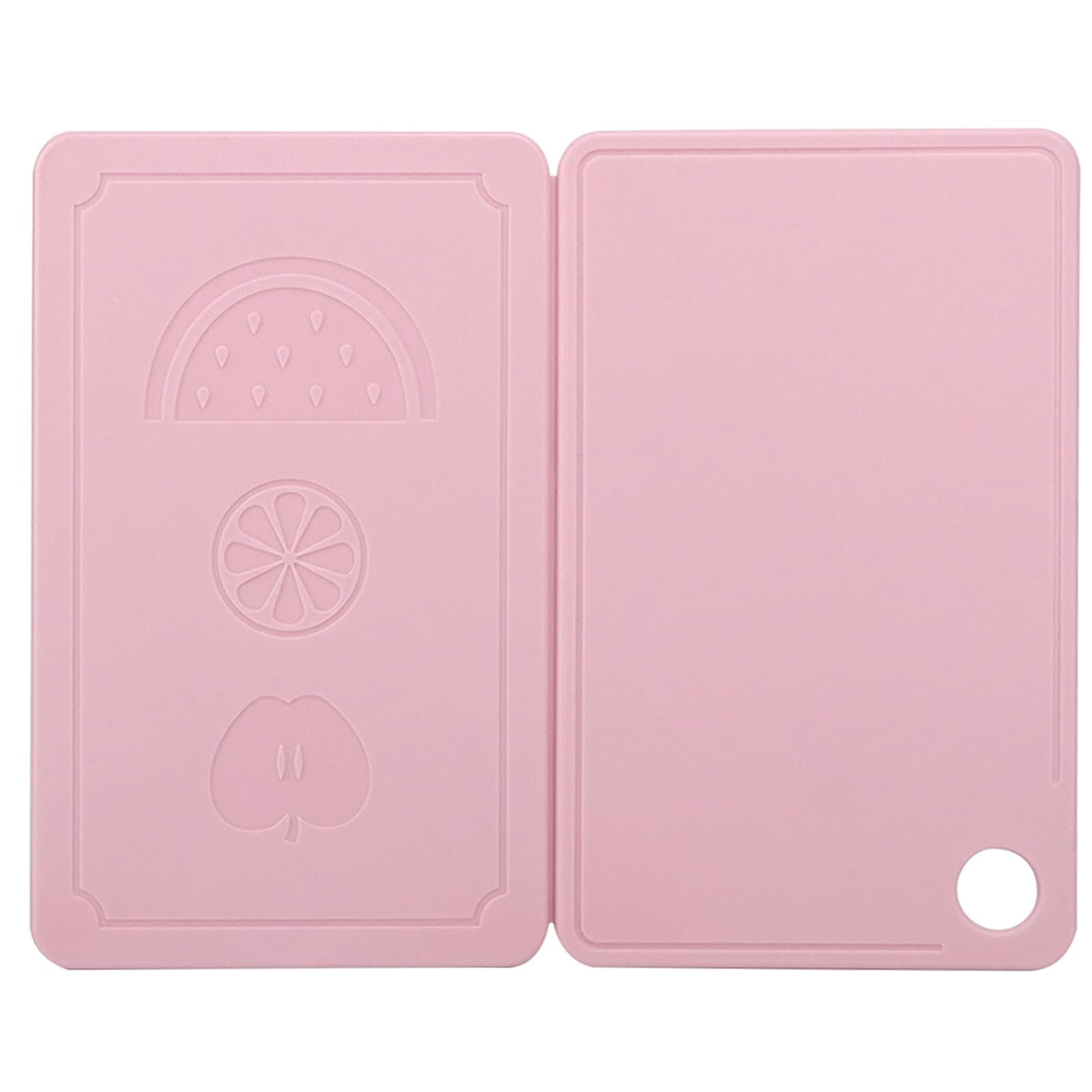 Small Cutting Board, Folding Cutting Board Cutting Boards for Kitchen Plastic Cutting Board Pink Fruit Cutting Board Mini Cutting Boards with Juice Grooves for Kitchen