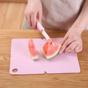 Small Cutting Board, Folding Cutting Board Cutting Boards for Kitchen Plastic Cutting Board Pink Fruit Cutting Board Mini Cutting Boards with Juice Grooves for Kitchen