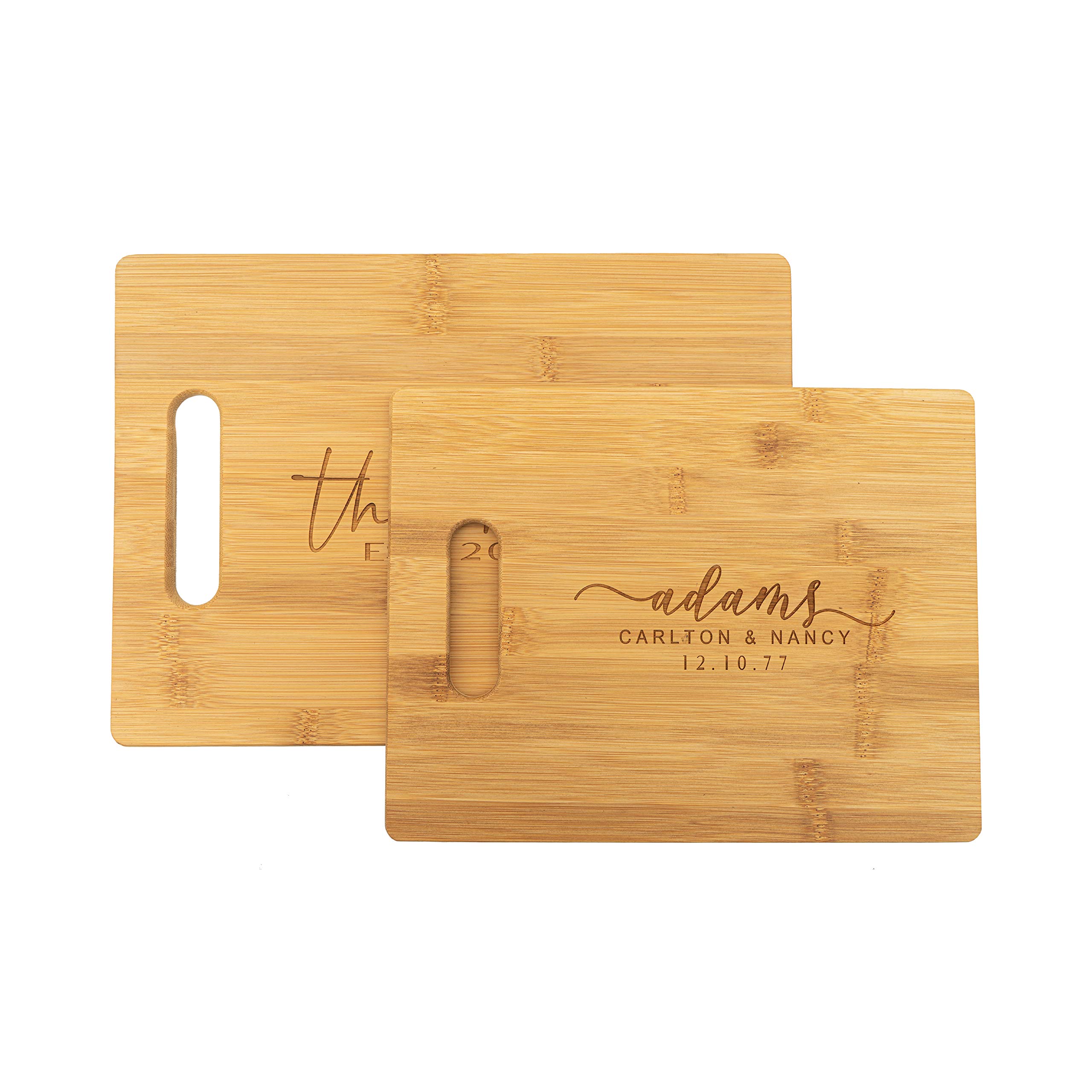 Personalized Bamboo Cutting Board, Wedding Gift, Family Name, Engraved Wood Board 2 Sizes, Anniversary (Bamboo)