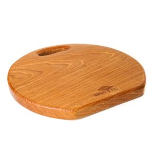 Rainforest Bowls 11.5"x10.6" Circular Javanese Teak Wood Cutting Board w/Handle- Ultra-Durable, Heavy Duty, Lasts Years w/Daily Use- Premium Custom Design Handcrafted by Indonesian Artisans