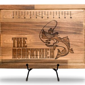 The Rodfather Cutting Board, Fisherman Gifts, Walnut Cutting Boards, Fathers Day Gift, Fishing Sign, Hunting Gifts, Dad Gifts, BBQ Grilling Gifts For Men, Cutting Board with Measurement, Kitchen Gift