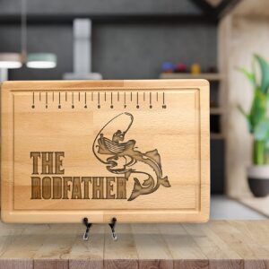 The Rodfather Cutting Board, Fisherman Gifts, Walnut Cutting Boards, Fathers Day Gift, Fishing Sign, Hunting Gifts, Dad Gifts, BBQ Grilling Gifts For Men, Cutting Board with Measurement, Kitchen Gift