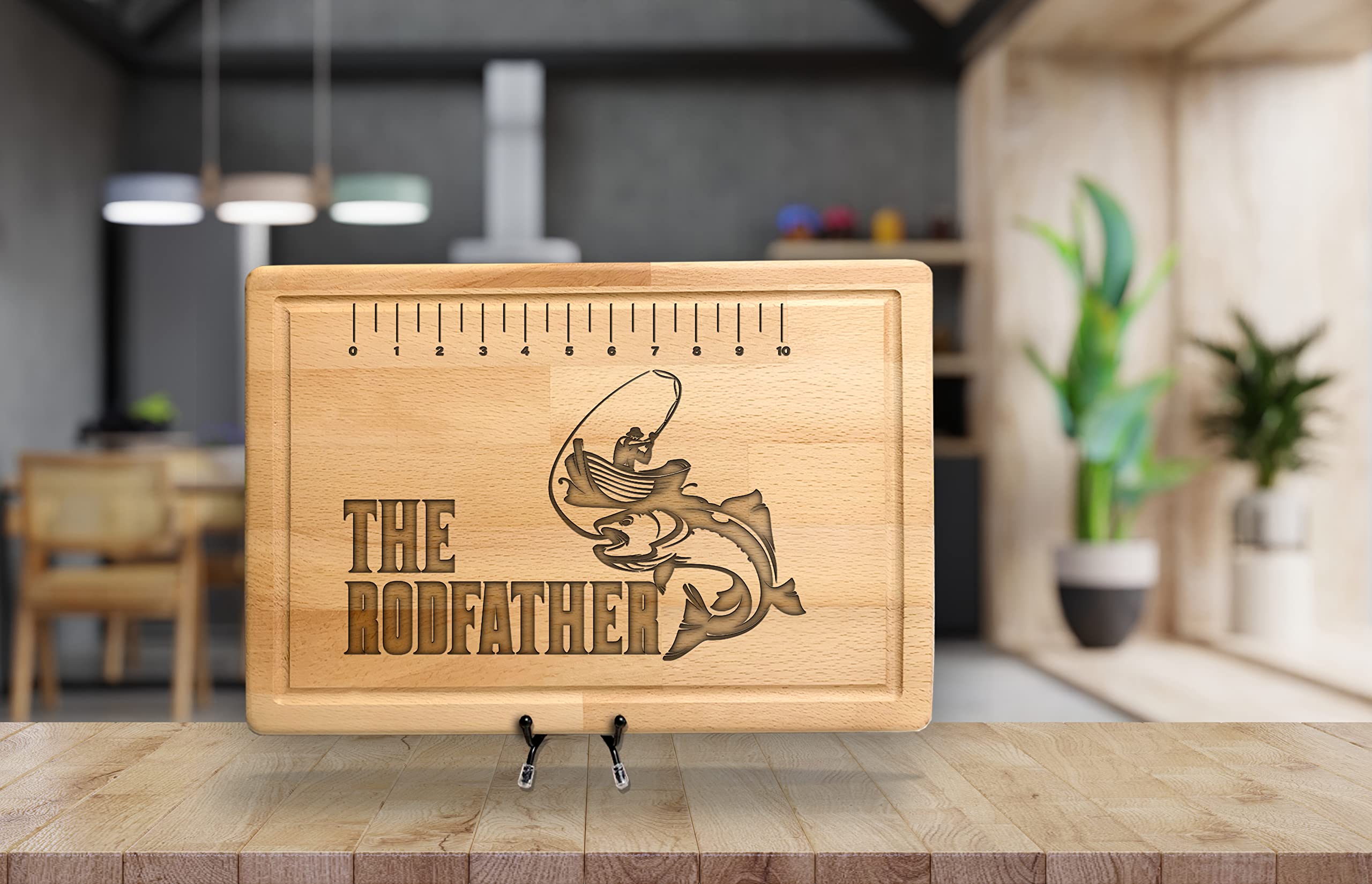 The Rodfather Cutting Board, Fisherman Gifts, Walnut Cutting Boards, Fathers Day Gift, Fishing Sign, Hunting Gifts, Dad Gifts, BBQ Grilling Gifts For Men, Cutting Board with Measurement, Kitchen Gift