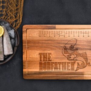 The Rodfather Cutting Board, Fisherman Gifts, Walnut Cutting Boards, Fathers Day Gift, Fishing Sign, Hunting Gifts, Dad Gifts, BBQ Grilling Gifts For Men, Cutting Board with Measurement, Kitchen Gift