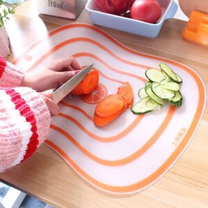 WEISHA Flexible Cutting Board 1PC Chopping Board Plastic Easy Cleaning Cutting Plate Hangable Non-Slip Frosted Home Kitchen Accessories(S,Orange)