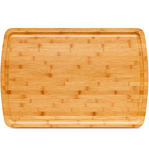 N++A 24 x 18 Inch XXXL Extra Large Bamboo Cutting Board for Kitchen– Wooden Chopping Carving Turkey, Meat, Vegetables, BBQ - LARGEST Wood Butcher Block Boards with Juice Groove