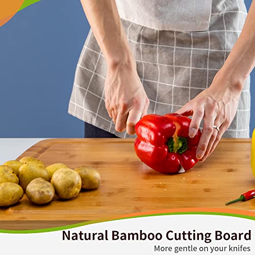 N++A 24 x 18 Inch XXXL Extra Large Bamboo Cutting Board for Kitchen– Wooden Chopping Carving Turkey, Meat, Vegetables, BBQ - LARGEST Wood Butcher Block Boards with Juice Groove