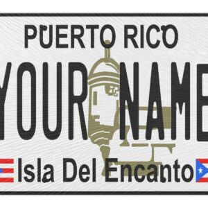 Bleu Reign Cutting Board Personalized Custom Name Puerto Rico State License Plate 11x15 inches Textured Glass