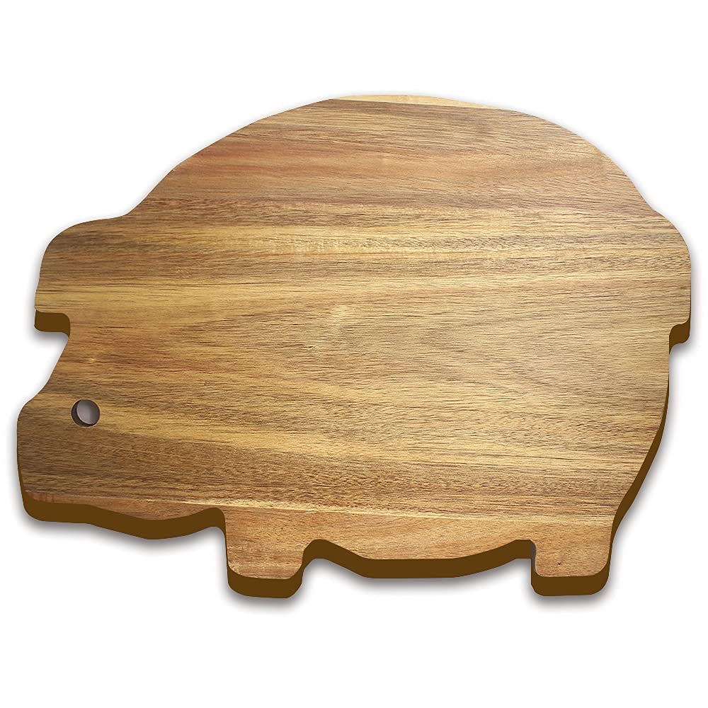 TWIN HOUSE Funny Pig Acacia Wood Cutting Board, Funny Farmhouse Gift, Large Multipurpose Sustainable Acacia Wood Cutting Board for Meat and Vegetable, Cheese