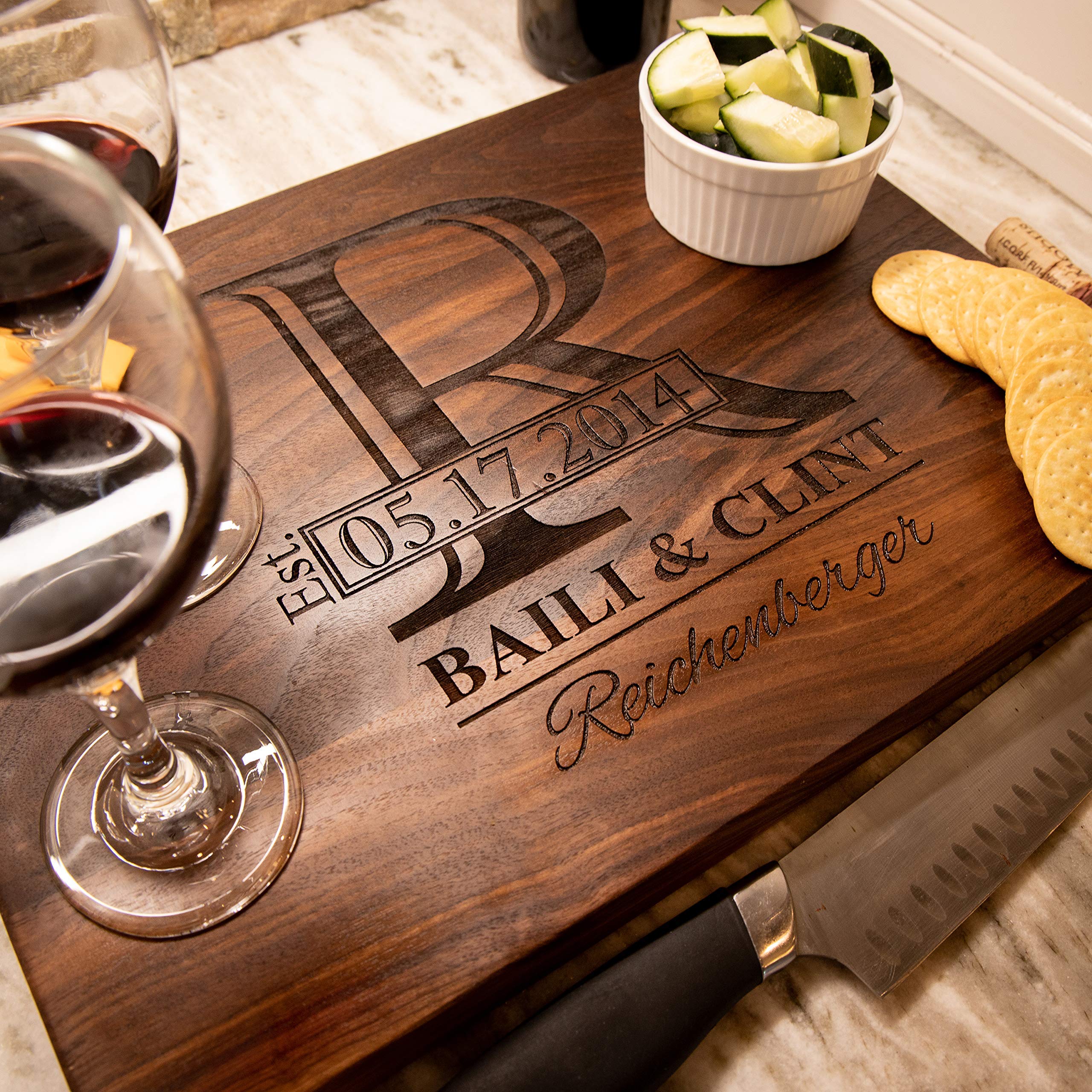 USA Handmade Personalized gifts - Cutting Board - Size SM-XXL Great Display Piece for your Kitchen, or Couples Gifts, Wedding Gifts, Christmas Gifts, Anniversary Gifts for him, or her!