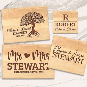 Personalized Cutting Board Wedding Gift for Couple Custom Rectangular Cutting Board Hubby Wifey Gift