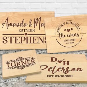 Personalized Cutting Board Wedding Gift for Couple Custom Rectangular Cutting Board Hubby Wifey Gift