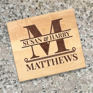 Personalized Cutting Board Wedding Gift for Couple Custom Rectangular Cutting Board Hubby Wifey Gift